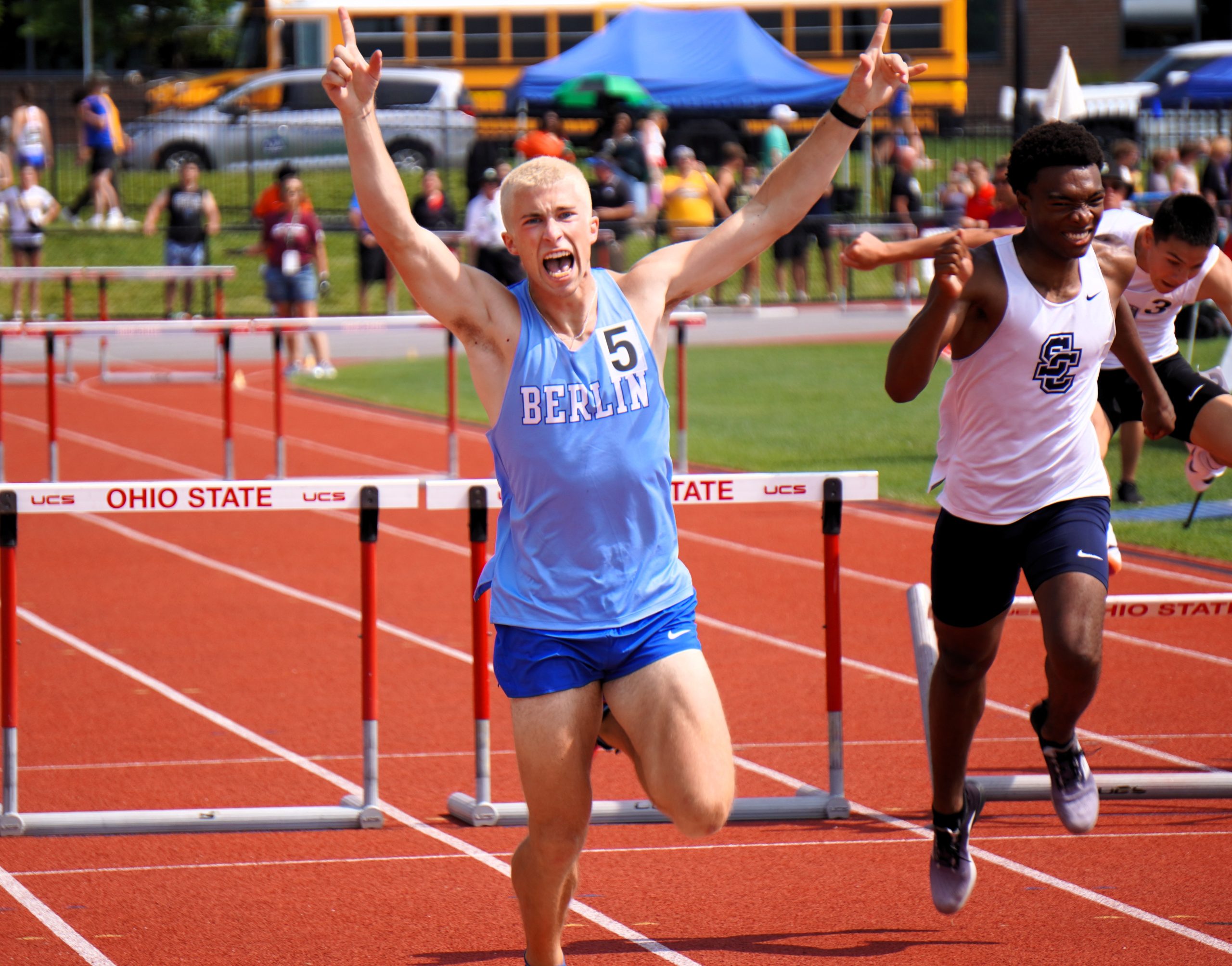 Berlin's Miles King tops 300-meter hurdles state track & field podium ...